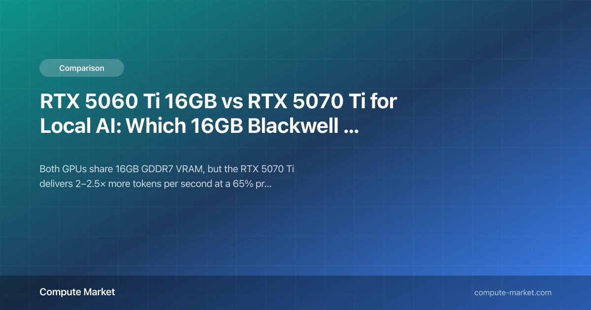 RTX 5060 Ti vs 5070 Ti — 16GB Blackwell AI Benchmarks | Compute Market