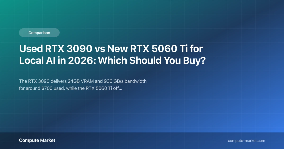 Used RTX 3090 vs RTX 5060 Ti for LLMs — 2026 Prices | Compute Market